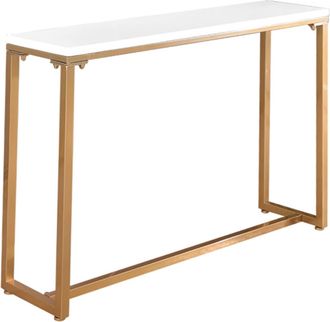 Generic Flurtisch, hinter dem Couchtisch, schmaler Konsolentisch, rechteckiger Beistelltisch, schmale Konsolentische, Langer Tisch aus goldenem Metall mit Kie