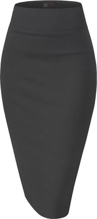 HyBrid & Company Bleistiftrock f&uuml;r Damen, hochwertig, Nylon, Ponte, Stretch, hohe Taille, unterhalb des Knies, 1073t-gunmetal, Klein