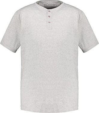 Adamo Adamo Silas T-Shirt pour Homme avec boutonnière Coupe Droite Gris chiné Grandes Tailles jusquà 10XL - Gris - XXXL
