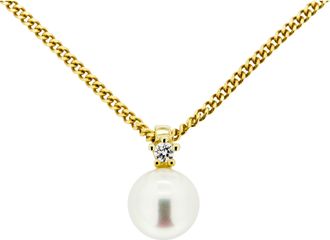 Orolino Halskette 585 Gold mit Brillant 0,03ct. + Perle wei&szlig; 6,5-7mm