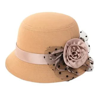 Generic Chapeau en fourrure pour femme - Couleur unie - Motif floral - Large bord - Chaud - Cloche - Chapeau russe pour homme, beige, taille unique