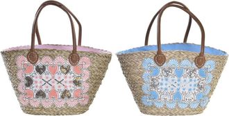 DKD Home Decor Strandtasche, blau, Polyester, PU, 56 x 27 x 30 cm, 2 Stück, Erwachsene, Unisex, mehrfarbig (Mehrfarbig), Einheitsgröße