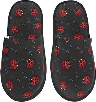 Generic Pantoufles En Feutre Ladybugs Cool Gouttes DEau Noires Lavables Accueil Pantoufles Antid&eacute;rapant Hiver Chausson Pour Spa Homme Femmes M