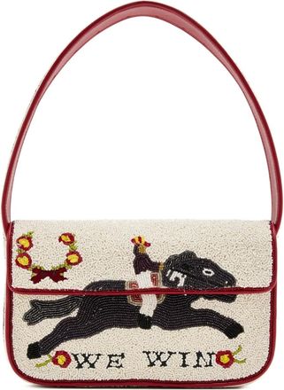 Staud Schultertasche mit Zierperlen - Nude