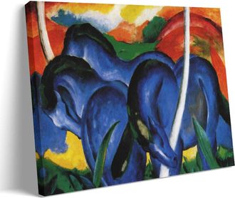 Cambos Franz Marc berühmte Malerwerke (die großen blauen Pferde), Druck Poster, Leinwand, Wandkunst, dekorativ, Schlafzimmer, modernes Zuhause, Kunstwerk, 40
