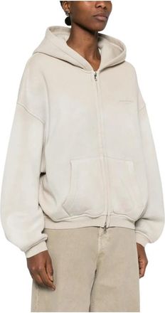 Alexander Wang Femme, Sweatshirts et sweats &agrave; capuche, Beige, Taille: 38 FR Crystal Hotfix Zip-Up Sweat &agrave; capuche