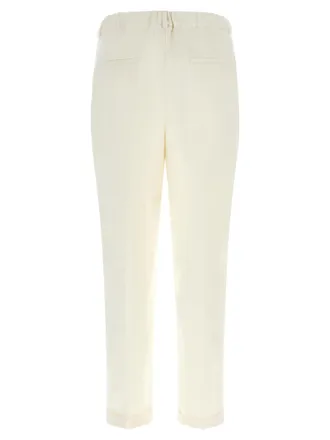 Kiton Womens White Cotton Casual Pants