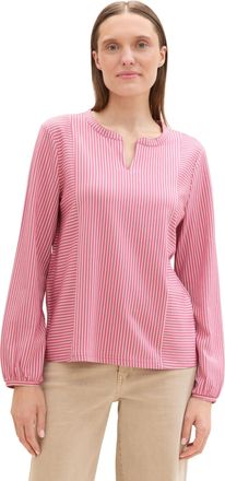 Tom Tailor Damen Basic Bluse mit Streifen, 36137 - Pink White Thin Stripe, XS