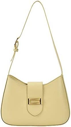 Generic Petit sac &agrave; bandouli&egrave;re en cuir pour femme avec fermeture &eacute;clair tendance, jaune, small