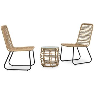 vidaXL Ensemble de bistro 3 pcs R&eacute;sine tress&eacute;e Ch&ecirc;ne vidaXL