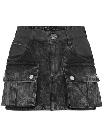 Philipp Plein minijupe en jean - Noir