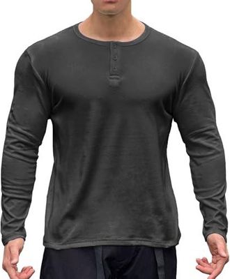 Generic Haut dentraînement athlétique à manches longues pour homme, séchage rapide, vêtements de sport respirants, gris foncé, XXL