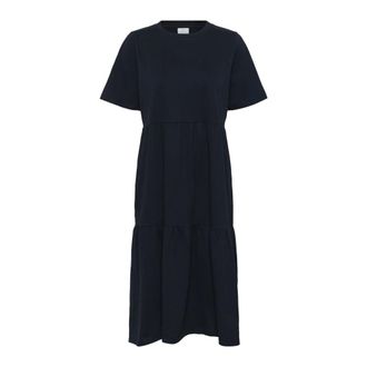 Kaffe Femme, Robes, Noir, Taille: 38 FR Robe Noire Profonde avec Jupe &agrave; Volants