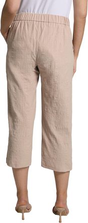 Ulla Popken Damen 7/8-Hose Mary, Bubble-Struktur, weites Bein, Komfortbund Lässige Hose, Dry Sand, 42W / 32L