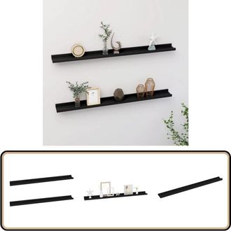 vidaXL Wandregale 2 Stk. Schwarz 100x9x3 cm - Wandregal - Schwarzes Wandregal - Regal Schwarz - Möbel Für Die Wand - Modernes Wandregal