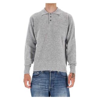 Drumohr Grauer Wollpullover Polo-Stil - - Knitwear - Herren - Grau - 2XL