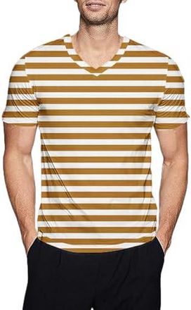 Generic T-shirt ray&eacute; pour homme 2026 hauts d&eacute;contract&eacute;s et tendance avec col en V et manches courtes pour entra&icirc;nement int&eacute;rieur et ext&eacute;rieur, dor&eacute;, XXL