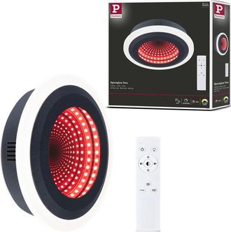 Paulmann 71037 LED Deckenleuchte Spaceglow Two RGB+ 1200lm 200mm 230V 14W Schwarz matt dimmbar Wand-/Deckenleuchte