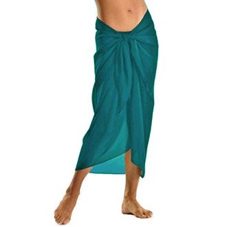 TOSKATOK Femmes Filles Sexy Couvre Plage élégante Robe Jupe jusquà Sarong en Couleurs Unies-Taille Unique-Seagreen