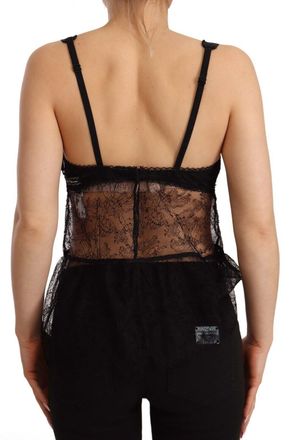 Dolce & Gabbana Womens Black Silk Lace Babydoll Nylon Lingerie Top