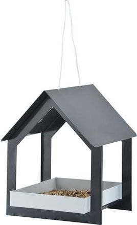 Esschert Design Futterhaus, h&auml;ngend, in anthrazit/wei&szlig;, aus dem Material Metall, 19,3 x 19,1 x 23,2 cm