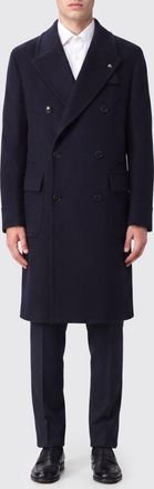 Tagliatore Manteau long crois&eacute; en laine et cachemire avec poches &agrave; rabat