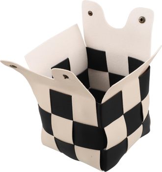 Pretyzoom Karierte Taschent&uuml;cher Box Aus Kunstleder Kompakter Quadratischer Aufbewahrungsbeh&auml;lter Dekoratives Spender-Organizer F&uuml;r Schlafzimmer B&uuml;ro Und Auto