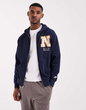 Nike Sweat &agrave; capuche zipp&eacute; en tissu &eacute;ponge - Bleu marine
