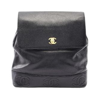 Chanel Pre-owned Triple Coco Mark Leder Rucksack - - Pre-owned - Damen - Schwarzk - ONE SIZE