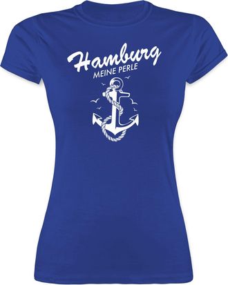 Shirtracer Shirt Damen - Stadt und City Outfit - Hamburg - Meine Perle - L - Royalblau - Shirts st&auml;dte Hamburger t-Shirt t Hamburg... Tshirt Souvenir tailliert T
