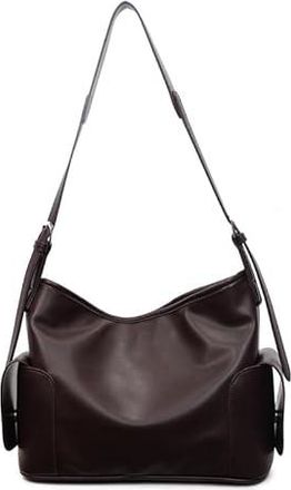 Generic Sac &agrave; bandouli&egrave;re en forme de croissant en polyur&eacute;thane multi-poches avec poign&eacute;e sur le dessus - Couleur unie - Grand sac pour femme - Pour le travai