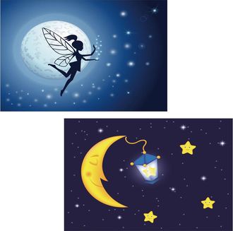 Mendler 2er-Set LED-Bild Leinwandbild Leuchtbild Wandbild 40x60cm, Timer - Kids + 20 Bildpunkte