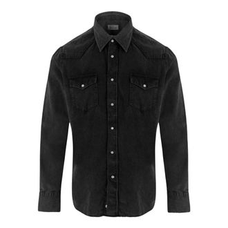 Alessandro Gherardi Homme, Chemises, Noir, Taille: 4XL Chemise c&ocirc;tel&eacute;e en coton avec poches