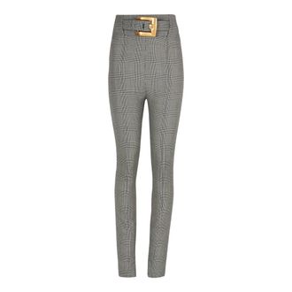 Balmain Stretch-Hose in Prince of Wales Jacquard - - Trousers - Damen - Schwarzk - XS