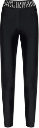 Moschino Femme, Pantalons, Noir, Taille: 38 FR Logo Leggings