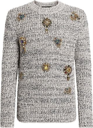 Dolce & Gabbana flower-embellished round-neck sweater - Nude