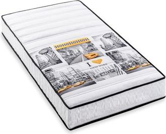 Blue Moon Matelas Mousse New York 90x190. Mousse profil&eacute;e 5 Zones de Confort. &Eacute;paisseur 15cm - Fabriqu&eacute; en Belgique