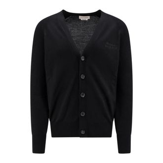 Alexander McQueen Schwarzer Strick V-Ausschnitt Pullover - - Knitwear - Herren - Schwarzk - L