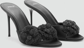 Mango Sandales brides fleur noir - Femme - 35 - MANGO