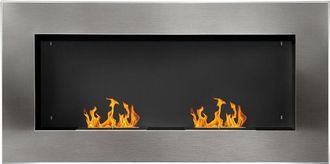 HOMCOM Edelstahl Gelkamin Ethanolkamin Bioethanol Kaminofen Wandkamin Silber 110 x 54 x 14 cm