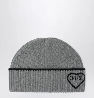 Chlo&eacute; Gerippte Strickm&uuml;tze aus Wollmischung mit Herz-Print