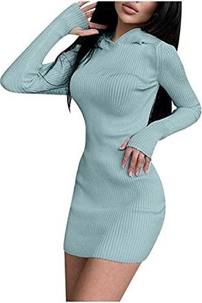Generic Robe Pull Hiver Col Roul&eacute; Robe Pull Femme Chic &Eacute;l&eacute;gant Sexy Moulante Robe en Tricot &agrave; Manches Longues Automne Hiver pour F&ecirc;te Bureau D&eacute;contract&eacute; n46