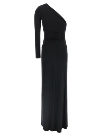Elisabetta Franchi One-Shoulder Cr&ecirc;pe Jersey Dress - Black