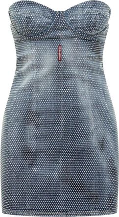 Dsquared2 Femme, Robes, Bleu, Taille: 38 FR Studded Denim Mini Dress