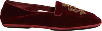 Dolce & Gabbana Homme, Chaussures, Brun, Taille: 44 EU Mocassins en Velours avec Broderie Couronne