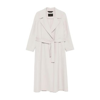 Palt&ograve; Hellgrauer Wollmantel mit G&uuml;rtel - - Coats - Damen - Beige - L