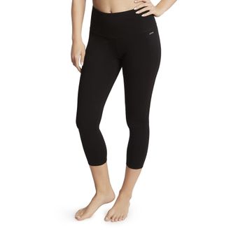 Jockey Damen Capri Baumwoll-Stretch Leggings, Tiefschwarz, M