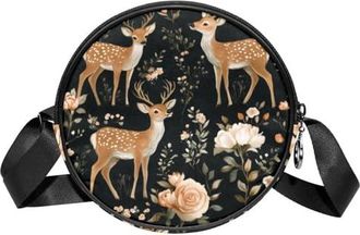 Generic Sac &agrave; bandouli&egrave;re rond pour femme, petit sac &agrave; bandouli&egrave;re avec fermeture &eacute;clair et bretelles r&eacute;glables style d&eacute;contract&eacute; pour femmes et filles