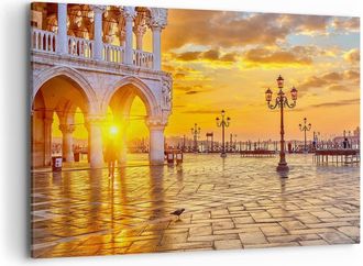 Arttor Bilder auf Leinwand 100x70cm Leinwandbild mit Rahmen Venedig Stadt Groß Wanddeko Bild Schlafzimmer Küche Deko Wandbilder Dekoration Wohnzimmer Wall De
