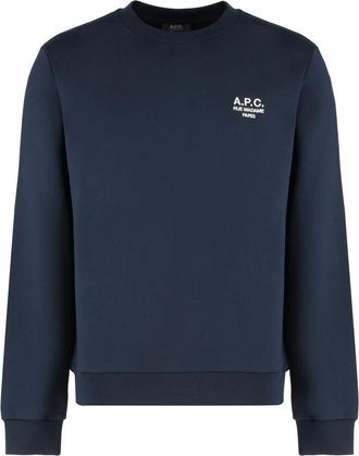 A.P.C. A.p.c., Homme, Sweatshirts et sweats &agrave; capuche, Bleu, Taille: XL Standard Rue Madame Cotton Crew-neck SweaT-shirt